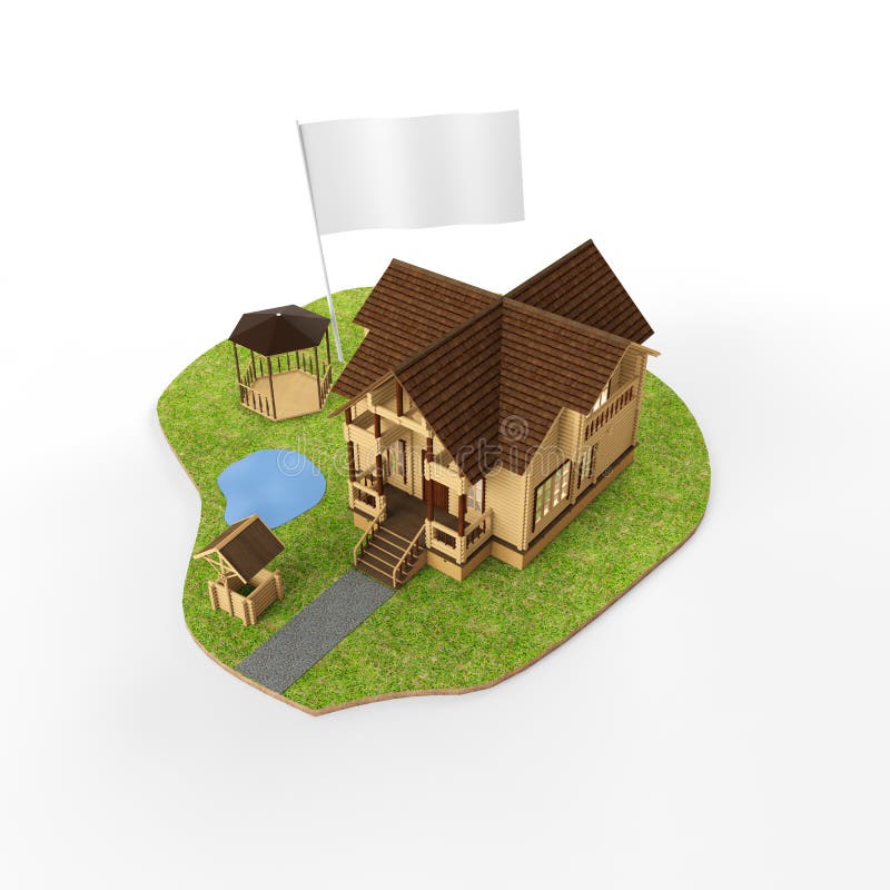 Plot with house model stock illustration. Illustration of business ...
