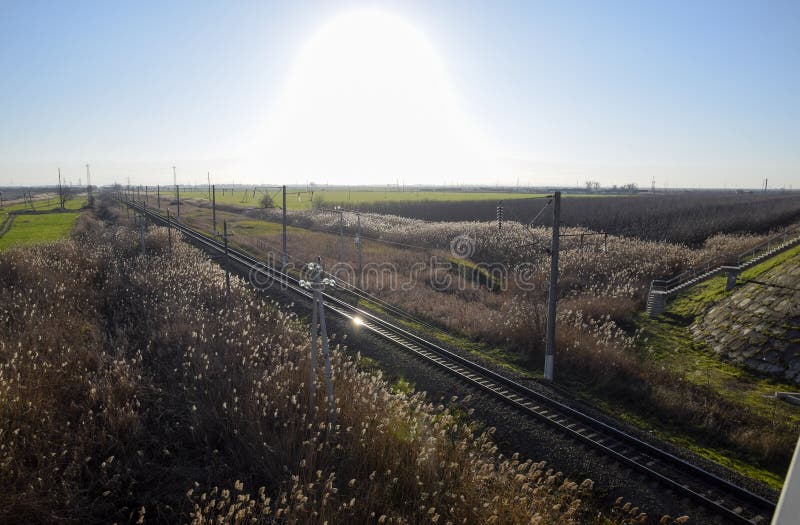 Plot Railway. Top View on the Rails Stock Photo - Image of frame ...