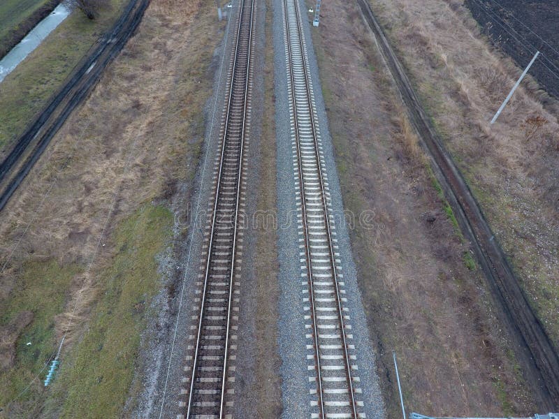 Plot Railway. Top View on the Rails Stock Photo - Image of direction ...