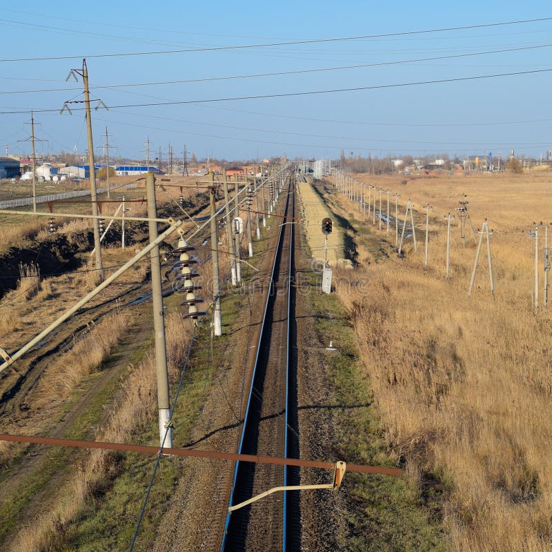 Plot Railway. Top View on the Rails Stock Image - Image of blue ...