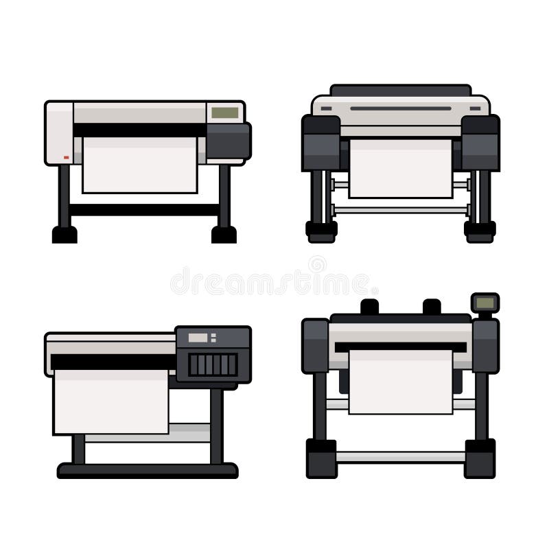 Plotter Icons Set on White Background. Vector Stock Vector ...