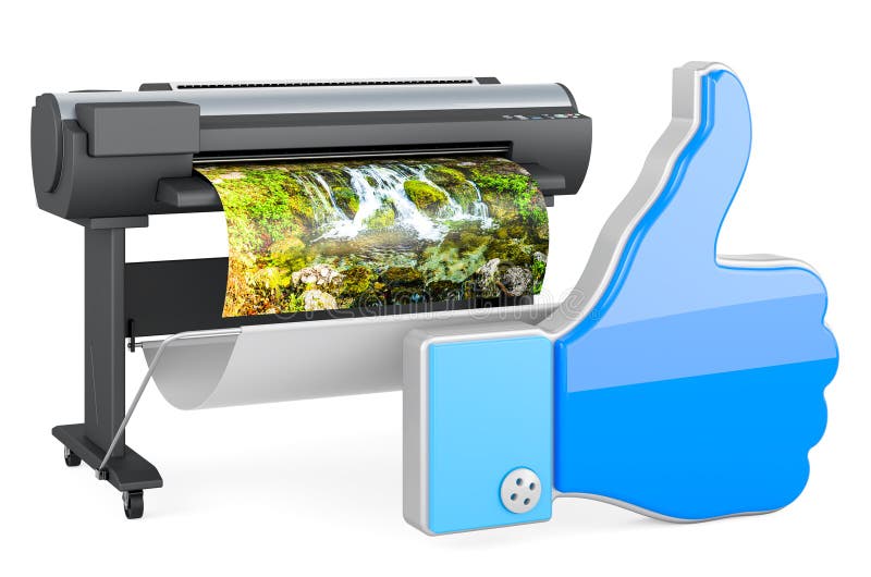Plotter, Large Format Inkjet Printer with Map Pointer. 3D Rendering ...