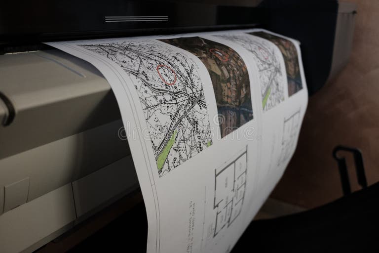 Plotter Print Technical Drawing Stock Photo - Image of designer, inkjet ...