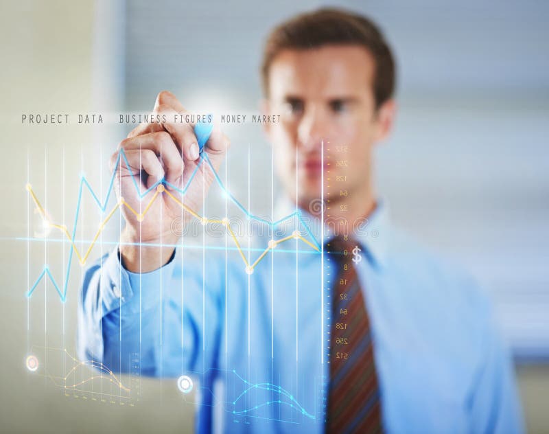 Plotting the Future of Business. a Handsome Young Businessman Drawing a ... Plotting the Future of Business. a Handsome Young Businessman Drawing a ...