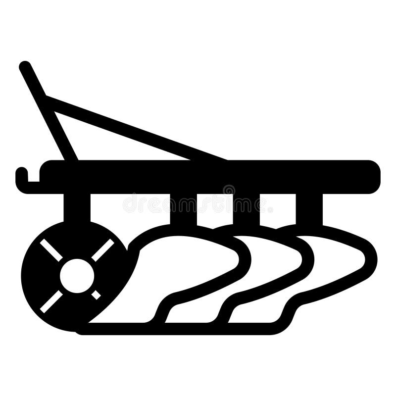 Plough with Three Shares, Wheel Solid Icon, Wheat Production Concept ...