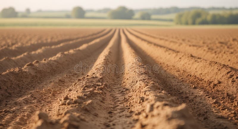 Ploughed Field Soil Texture Summer Landscape Stock Photo - Image of ...