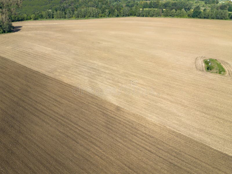Plowed Agricultural Field, View from Above, Background Stock Photo ...