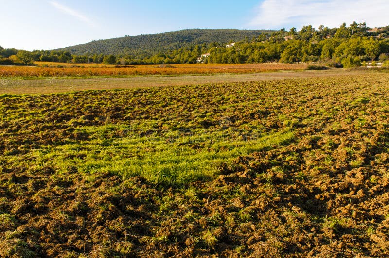 Plowed field stock photo. Image of sunset, autumn, france - 28616890