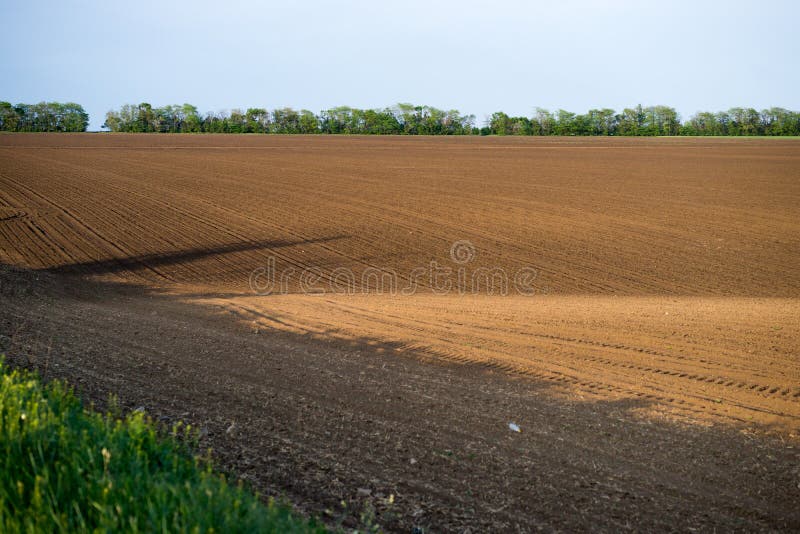 Plowed field in spring stock image. Image of spring - 119646237
