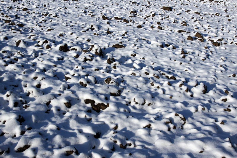 Plowed Field Under the Snow Stock Image - Image of agriculture, winter ...