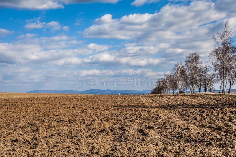 Plowed Fields in Spring Ready To Sow Plants for Future Crops Stock ...