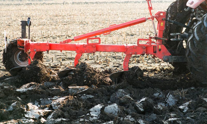Plowing of stubble field stock photo. Image of scene - 143067210
