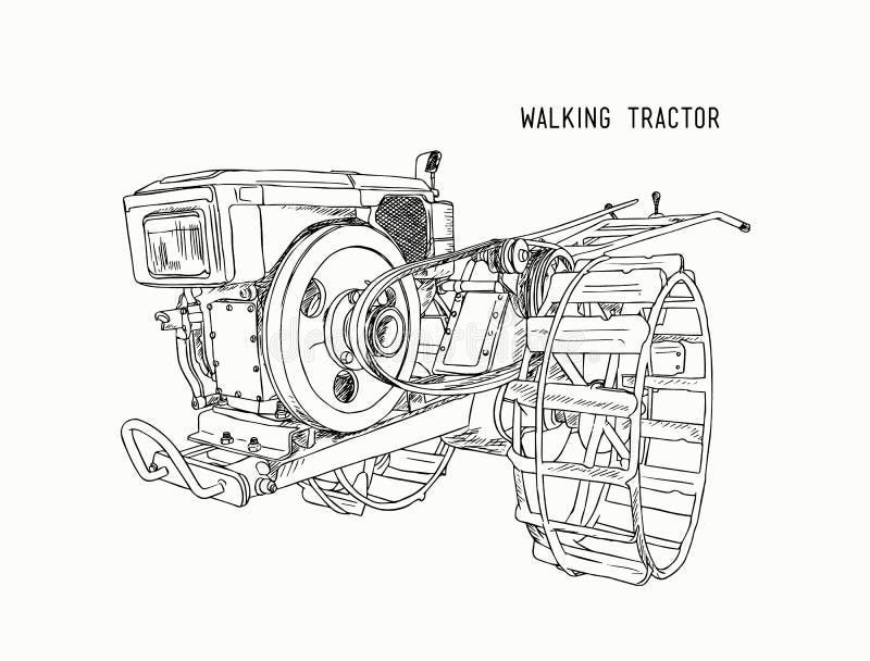 Plows Machine - Walking Tractor ,hand Draw Sketch Vector. Stock Vector ...