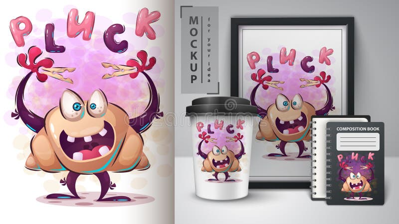 Pluck Croissant Poster and Merchandising Stock Vector - Illustration of ...