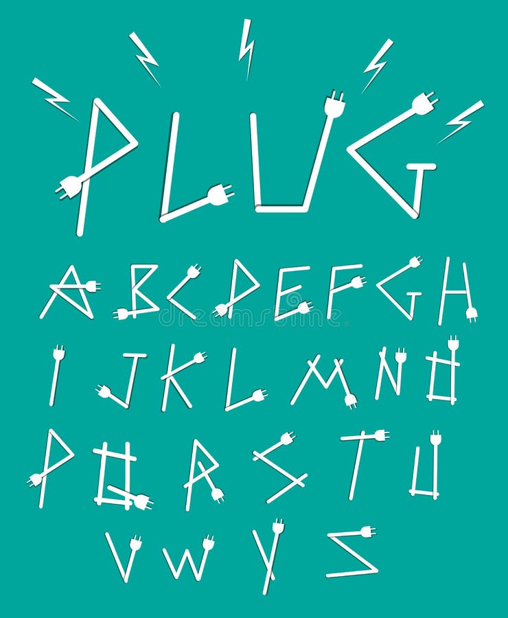 Electric Wire and Plug Alphabets Font Style Stock Vector - Illustration ...