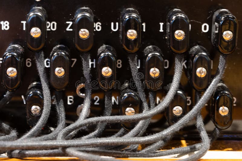 Plug Board and Keyboard from a World War 2 German Enigma Machine Stock ...