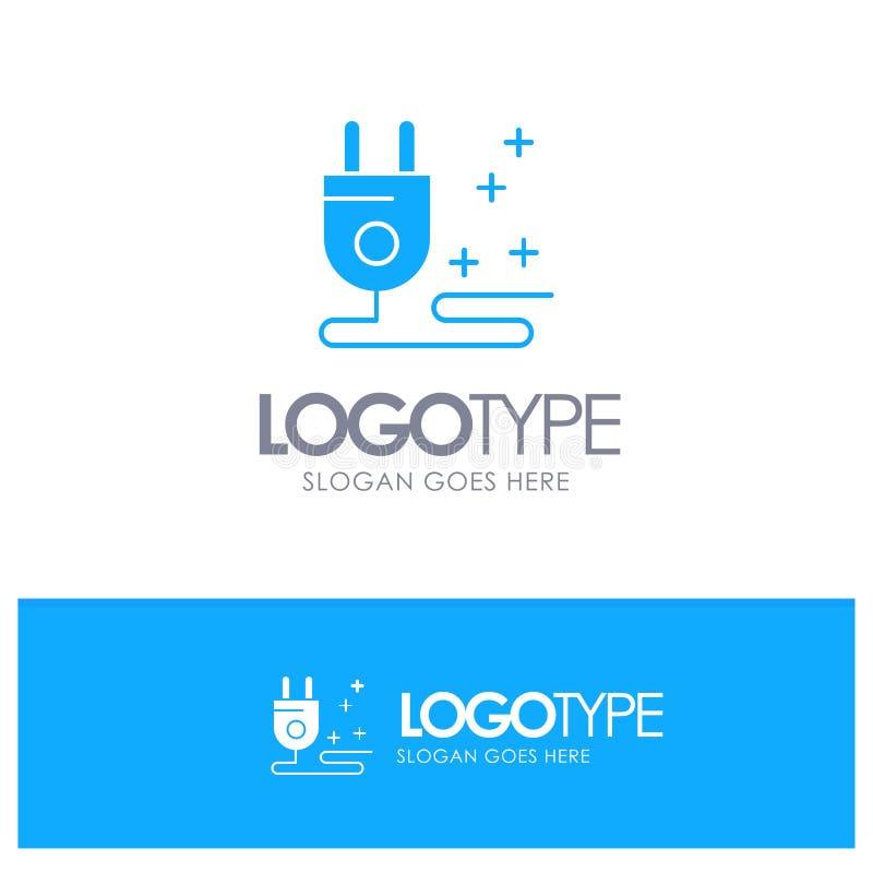 Plug, Cable, Marketing Blue Solid Logo with Place for Tagline Stock ...