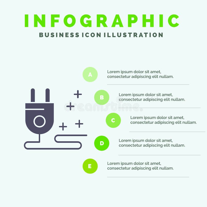 Plug, Cable, Marketing Solid Icon Infographics 5 Steps Presentation ...