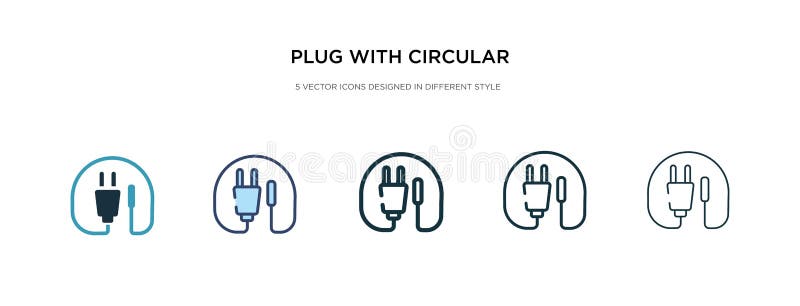 Plug with Circular Cable Icon in Different Style Vector Illustration ...