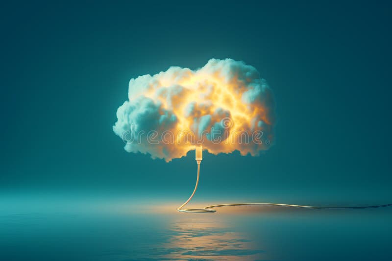 Plug Connected To a Cloud. Data Storage, Files Backup, Upload and ...