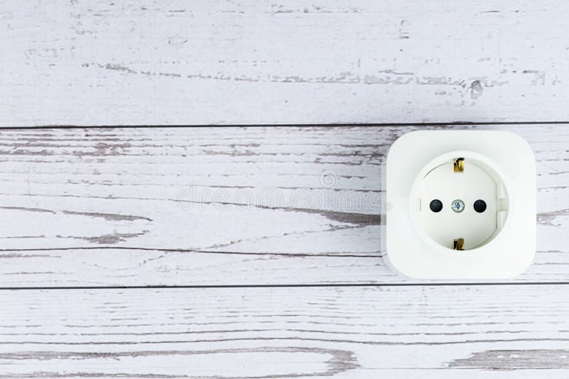 Socket on the wooden wall stock photo. Image of connector - 210766184
