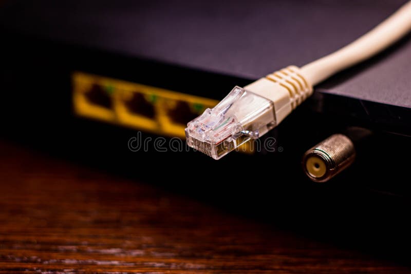 Plug Ethernet Cable Background Sockets Internet Modem Stock Photos ...