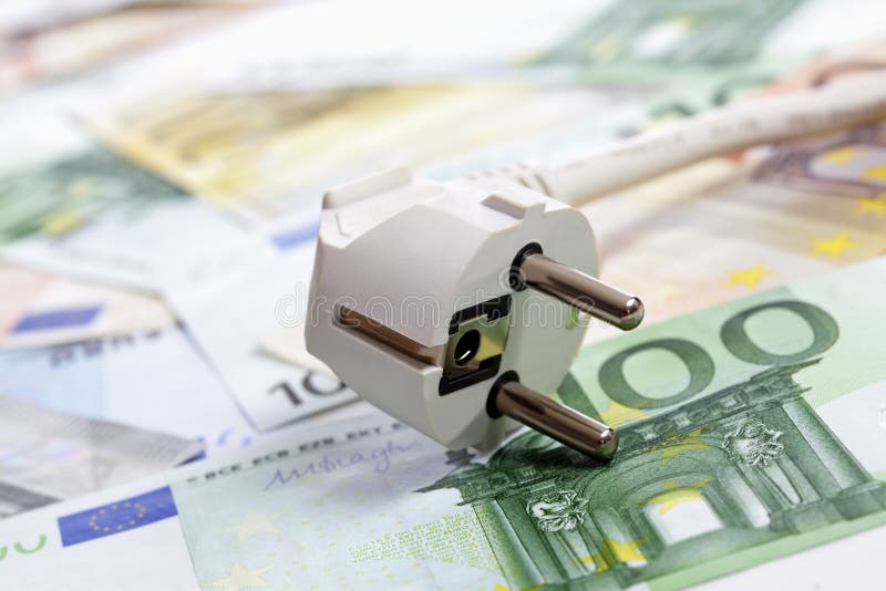 Plug and Euro Notes, Close Up Stock Photo - Image of expenses ...