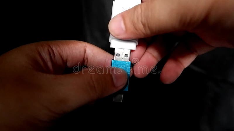 Plug the Flash Disk into OTG (on the Go) Type C. Stock Footage - Video ...