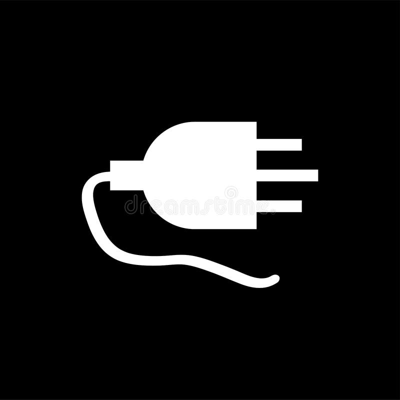 Plug Icon on Black Background. Black Flat Style Vector Illustration ...