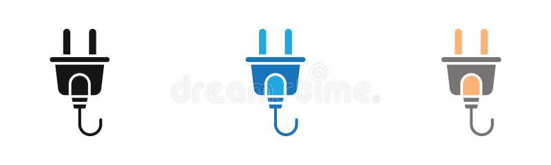 Plug Icon Line Art Logo Set Stock Vector - Illustration of energy ...