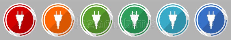 Plug Icon Set, Vector Illustration in 6 Colors Options for Webdesign ...