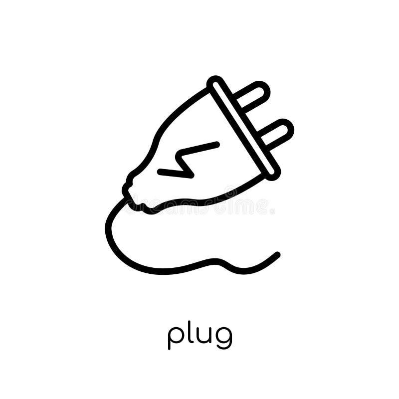 Plug Icon. Trendy Modern Flat Linear Vector Plug Icon on White B Stock ...