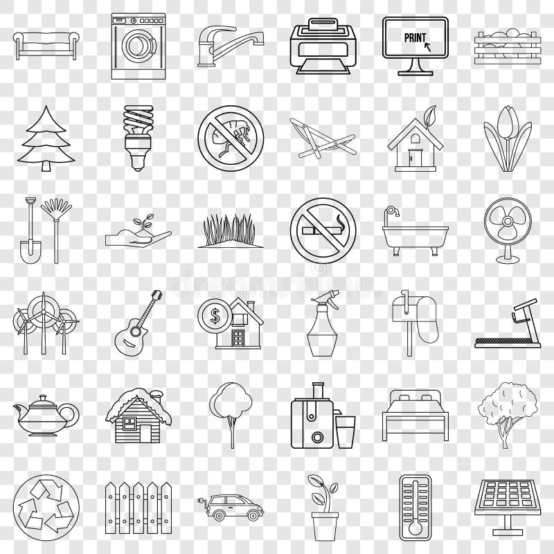 Plug Icons Set, Outline Style Stock Vector - Illustration of plug, logo ...