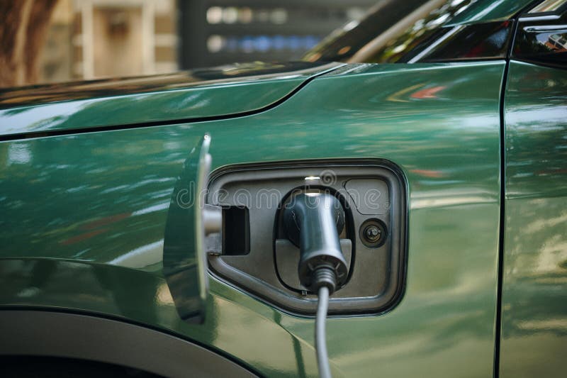 Plug Inserted in Electric Car Stock Image - Image of battery, port ...