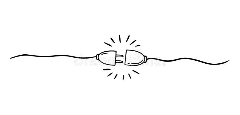 Plug Inserting into Electric Outlet. Power Socket Disconnect Doodle ...