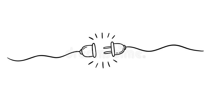 Plug Inserting into Electric Outlet. Power Socket Disconnect Doodle ...