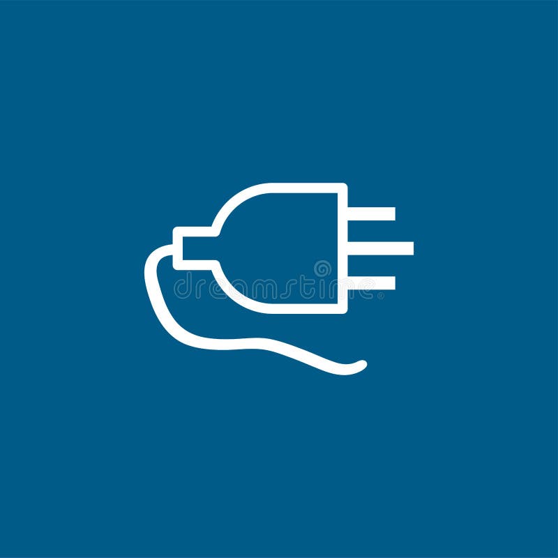 Plug Line Icon on Blue Background. Blue Flat Style Vector Illustration ...