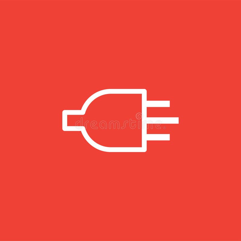 Plug Line Icon on Red Background. Red Flat Style Vector Illustration ...