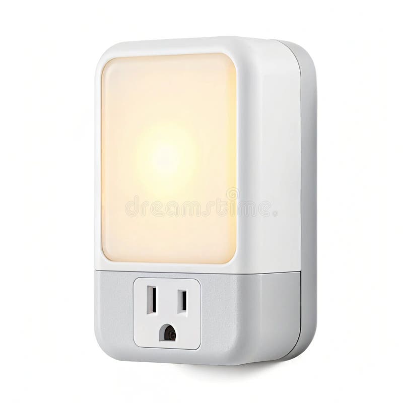 Plug in Night Light with Sensor Isolated on White Background Stock ...