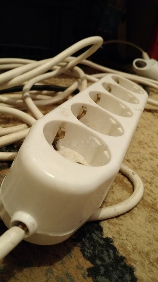 Plug stock image. Image of white, five, holes, cables - 80264541
