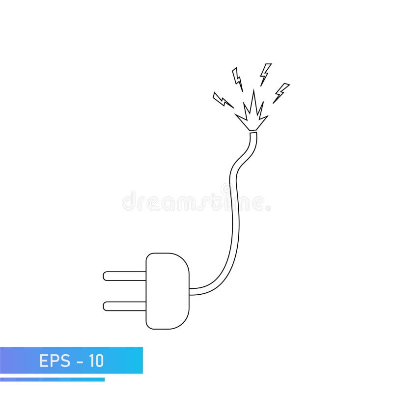 A Plug for an Outlet with a Damaged Sparking Wire. Caution High Voltage ...