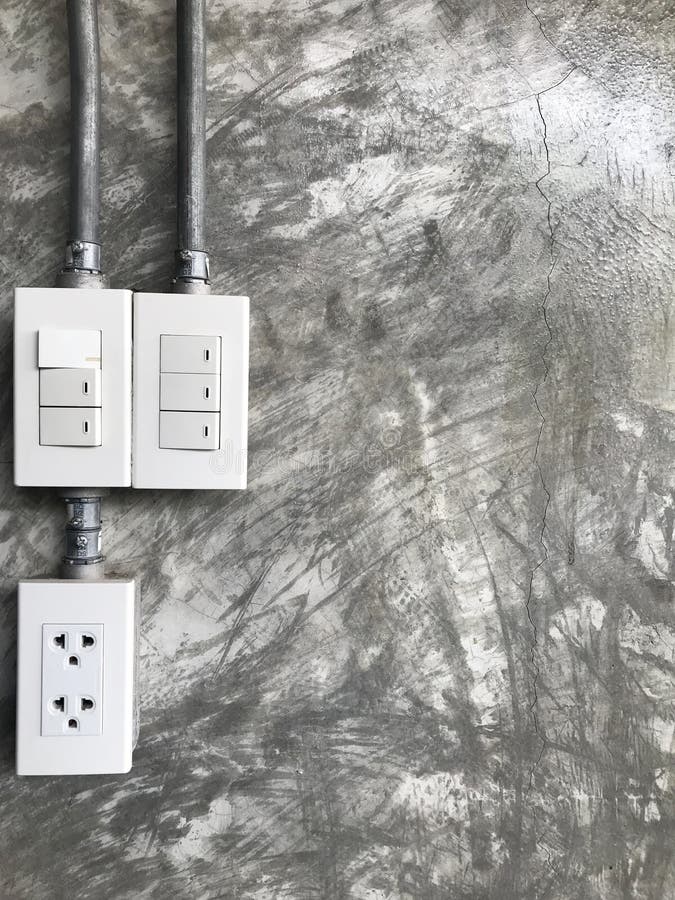 Plug the Power Outlet and the Power Switch on the Cement Wall Stock ...