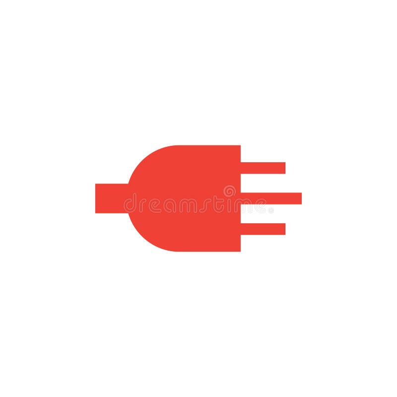 Plug Red Icon on White Background. Red Flat Style Vector Illustration ...