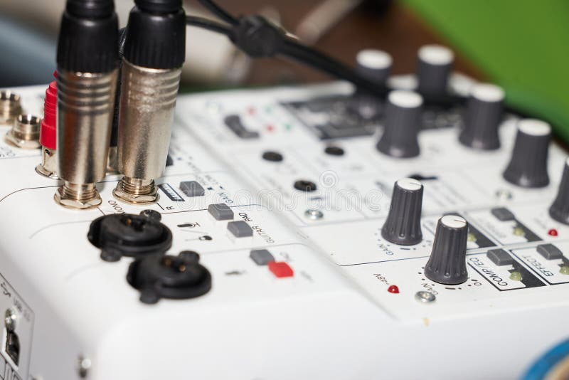 Plug on a Small Audio Mixer Stock Photo - Image of mixing, industry ...