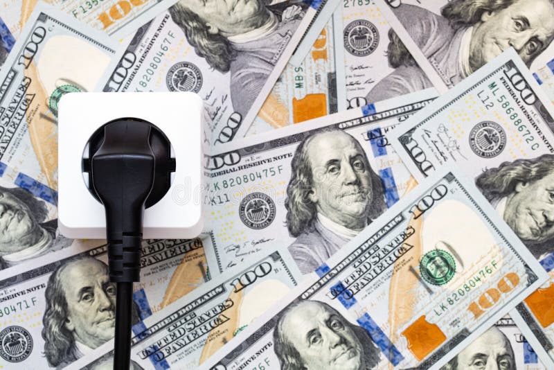 Plug and Socket on 100 Dollar Stock Photo - Image of bank, energy ...