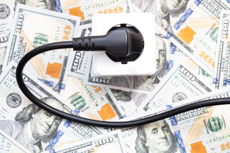Plug and Socket on 100 Dollar Stock Image - Image of currency, bank ...