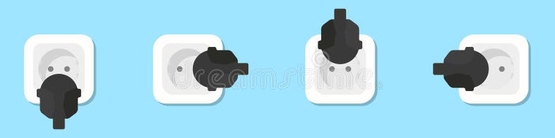 Plug and Socket Icons Set. Connecting the Plug To the Outlet in ...