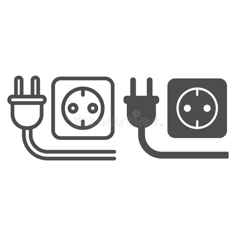Plug and Socket Line and Solid Icon, Technology Concept, Electricity ...