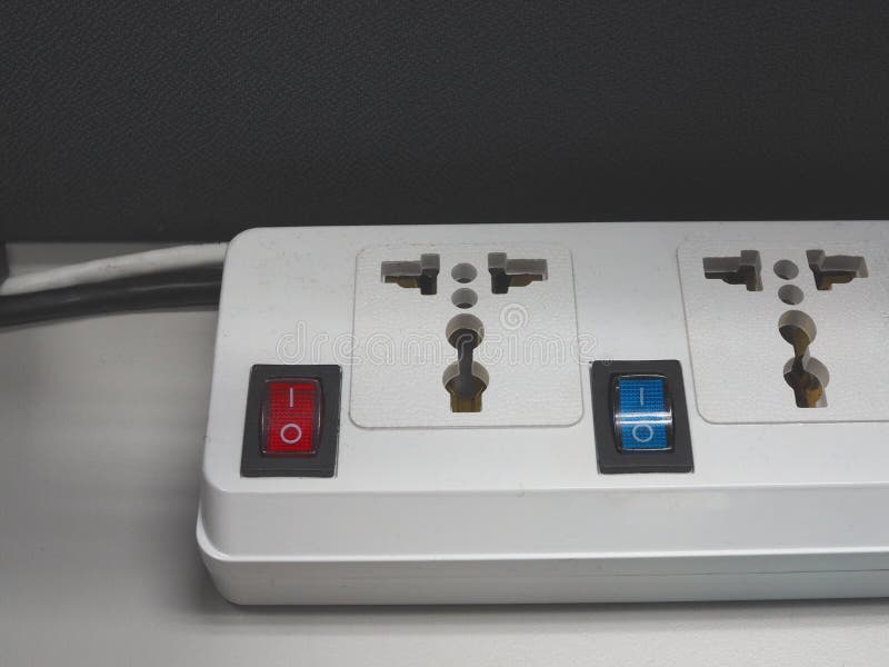 Plug socket on the table stock image. Image of blue - 101941001
