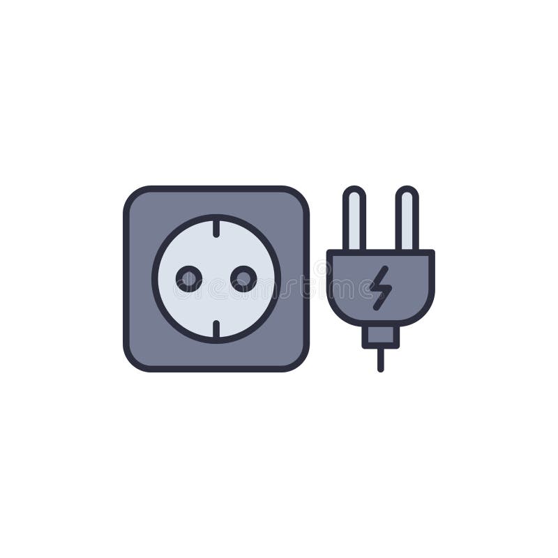 Plug Socket Vector Icon Symbol Isolated on White Background Stock ...